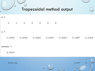 Matlab lecture 9 – simpson 1,3 and trapezoidal method@taj | PPT