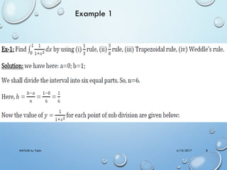 Matlab lecture 9 – simpson 1,3 and trapezoidal method@taj | PPT