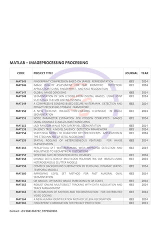 Research papers and projects on digital image processing | PDF