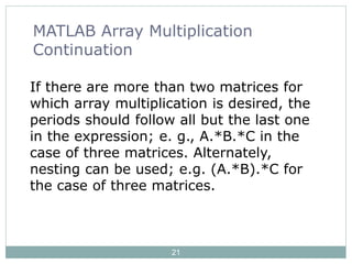 Matlab matrices and arrays | PPTX
