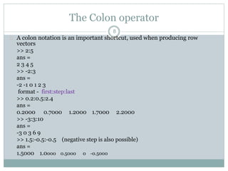 Matlab matrices and arrays | PPTX