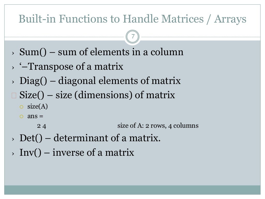 Matlab matrices and arrays