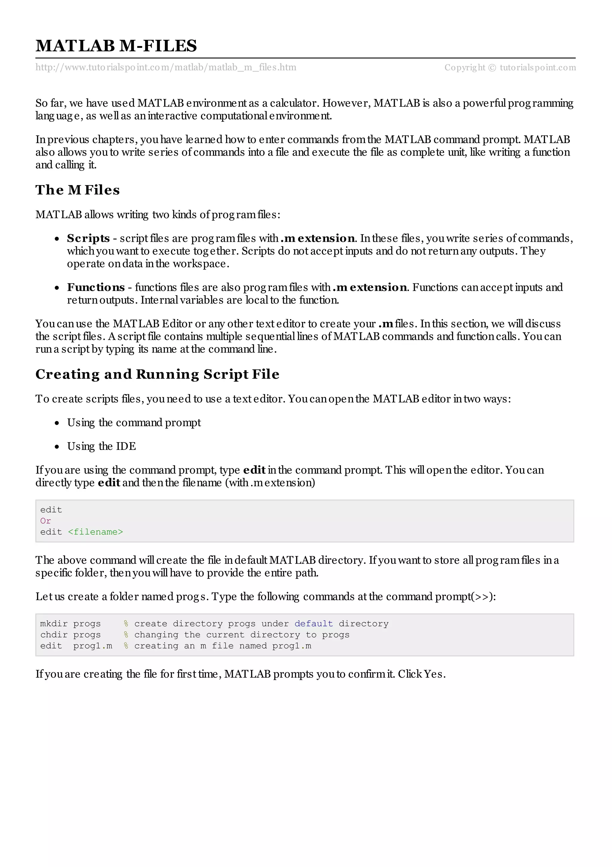 Matlab m files | PDF