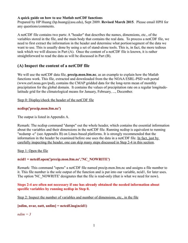 Matlab netcdf guide | PDF | Free Download