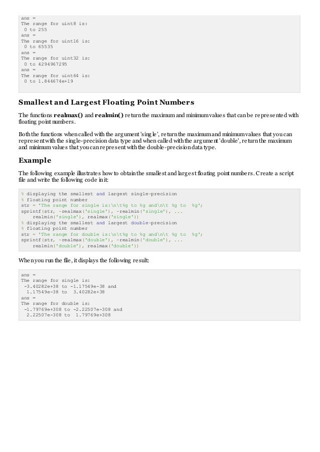 Matlab Numbers