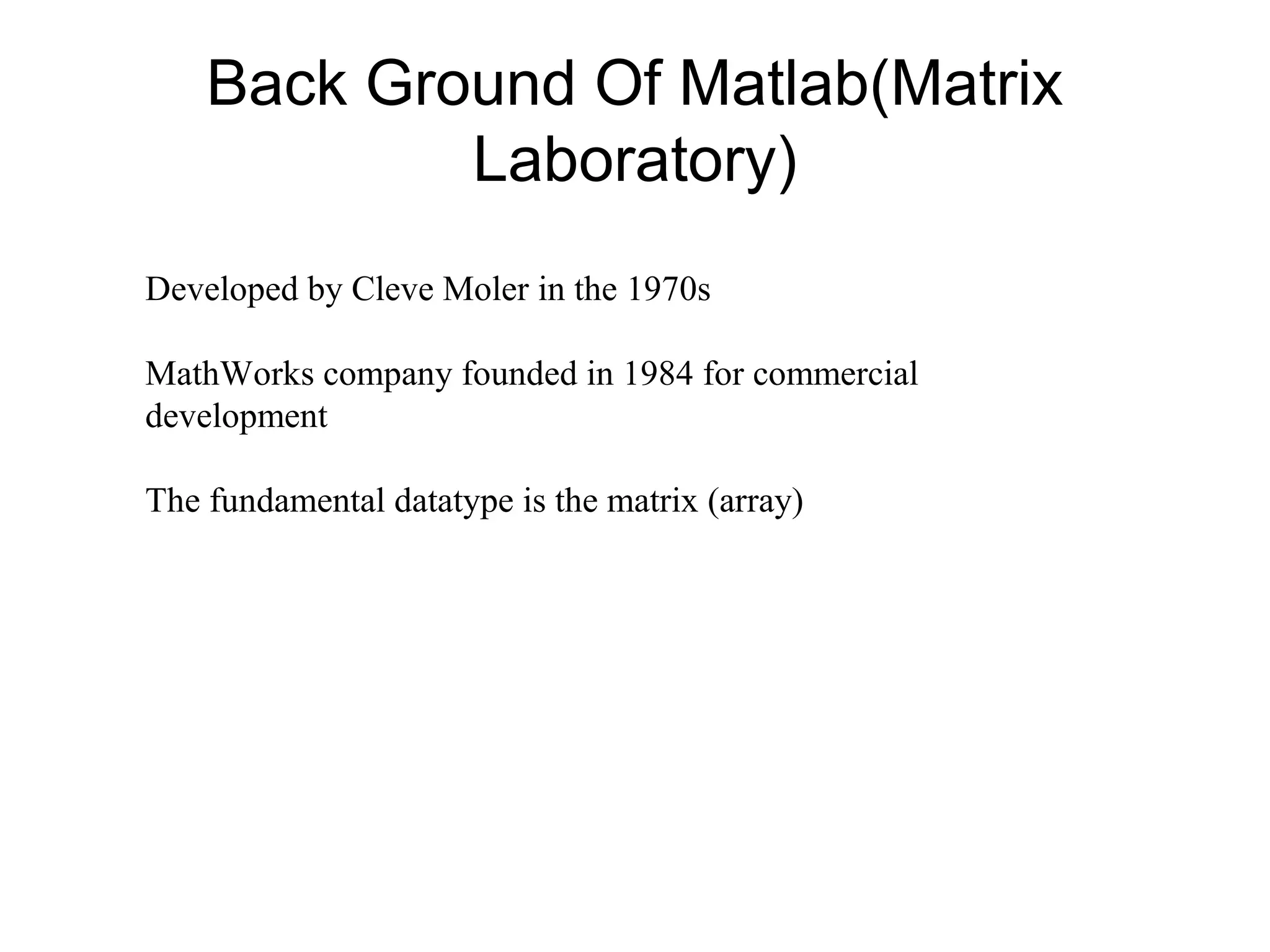 Matlab on basic mathematics | PPT