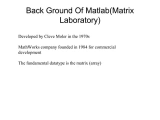 Matlab on basic mathematics | PPT