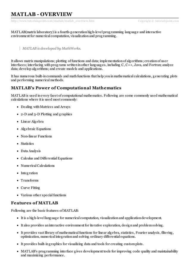 Matlab Overview 2 Pdf