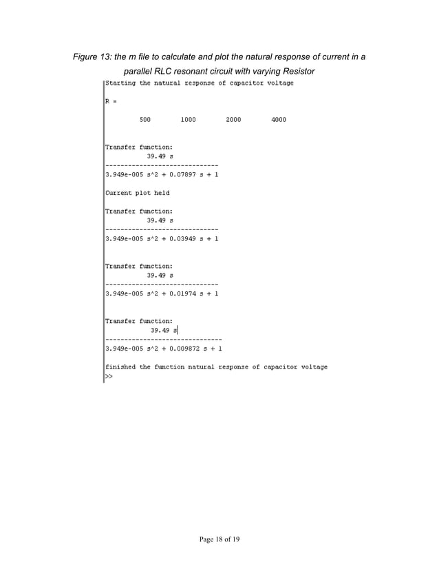 Matlab Simulations Of Parallel Resonant Circuit