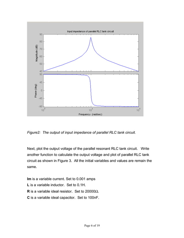 Matlab Simulations Of Parallel Resonant Circuit