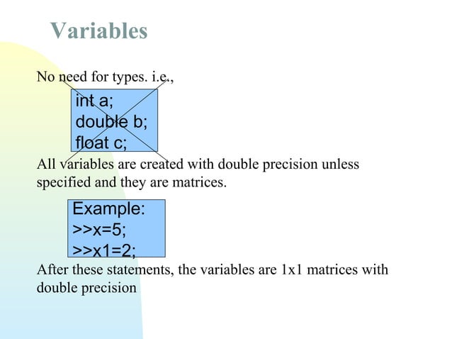 Matlab practical and lab session | PPT | Programming Languages | Computing