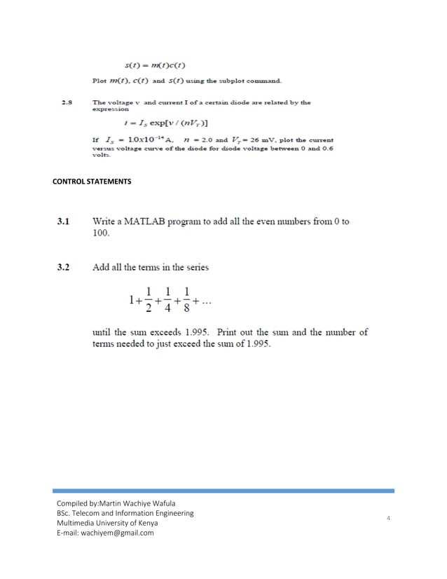 Matlab problems | PDF
