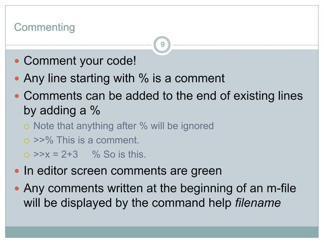 Matlab Programming Tips Part 1 | PPT