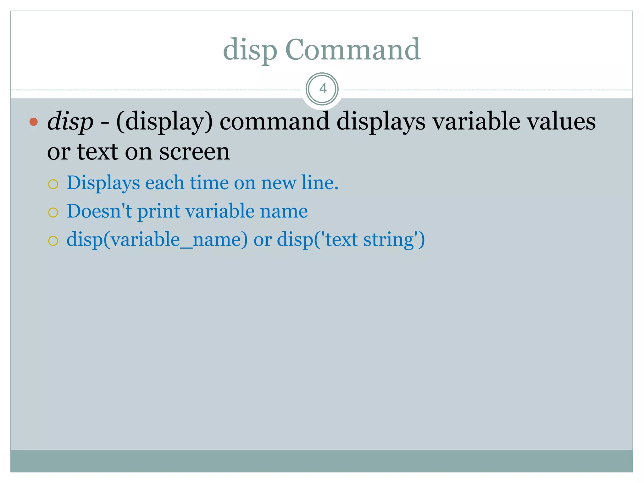 Matlab Programming Tips 2 Input And Output Commands Ppt