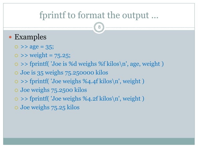 Matlab Programming Tips 2 Input And Output Commands Ppt