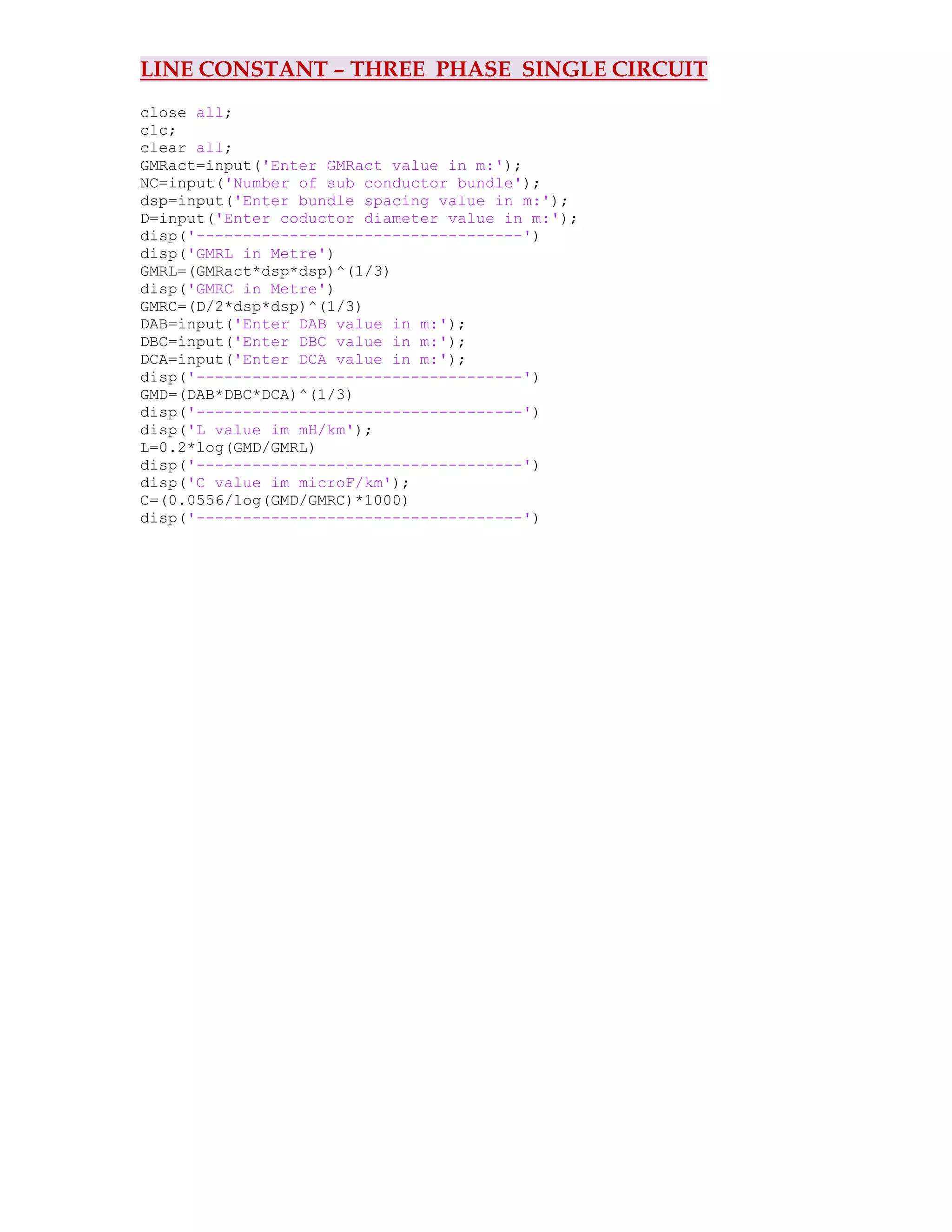 MATLAB programs Power System Simulation lab (Electrical Engineer) | PDF