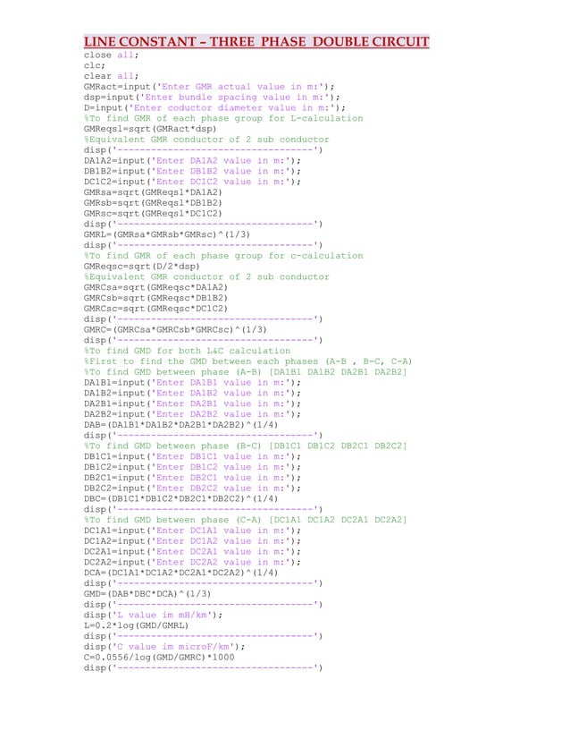 MATLAB programs Power System Simulation lab (Electrical Engineer) | PDF