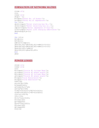 MATLAB programs Power System Simulation lab (Electrical Engineer) | PDF