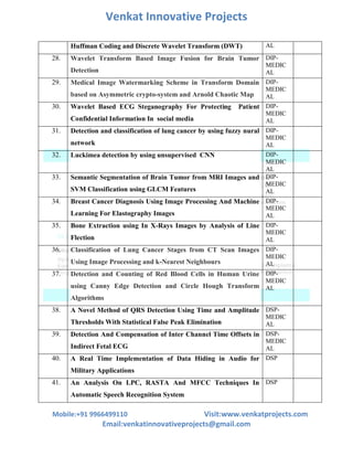 ECE MATLAB PROJECTS LIST FOR B.TECH .docx | Telecommunications Industry ...