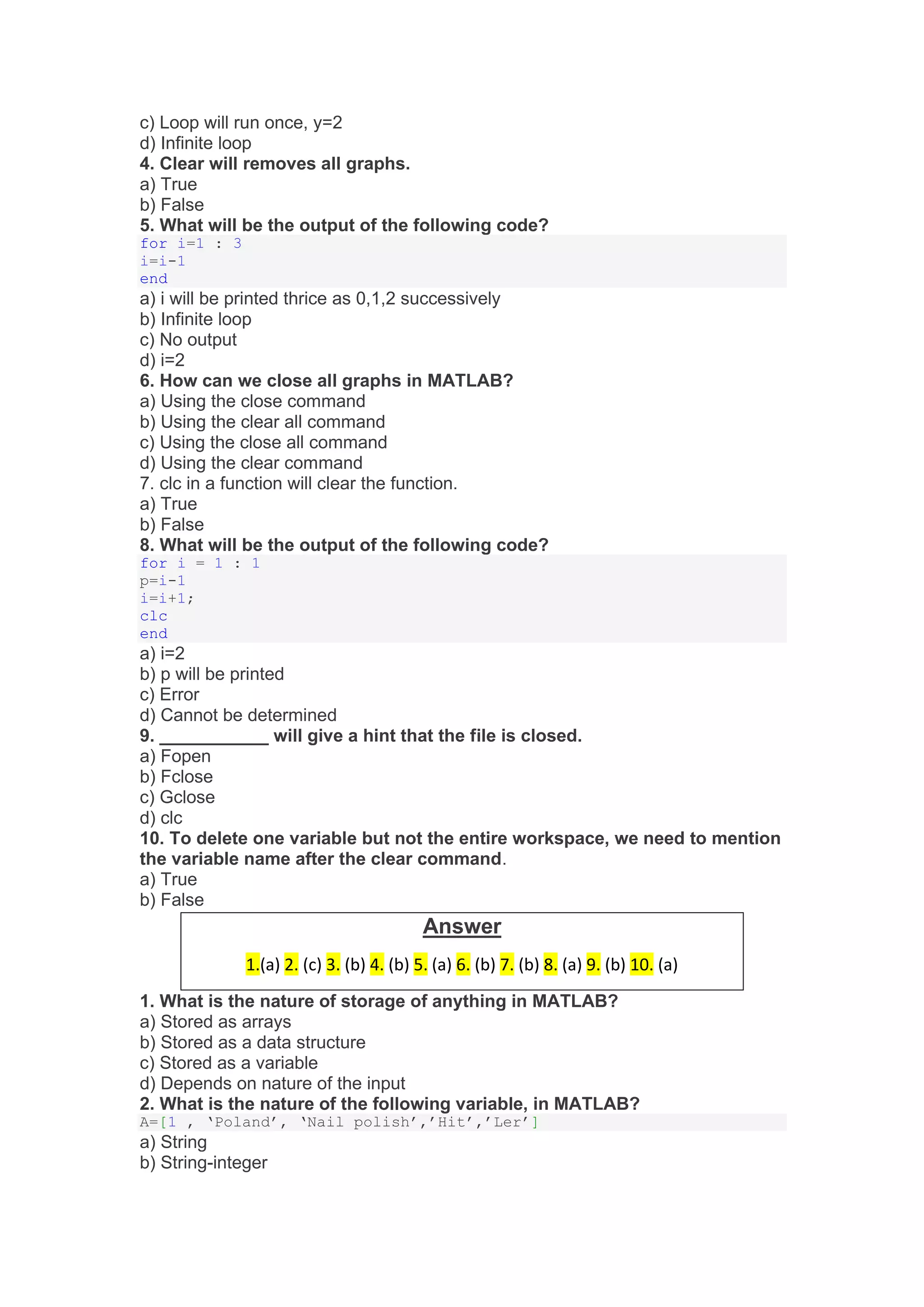 MATLAB Questions and Answers.pdf