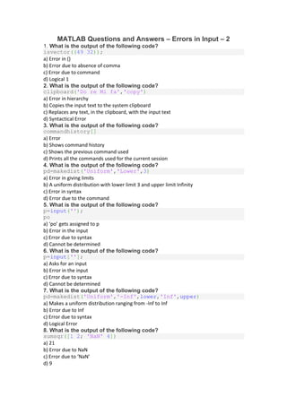 MATLAB Questions and Answers.pdf