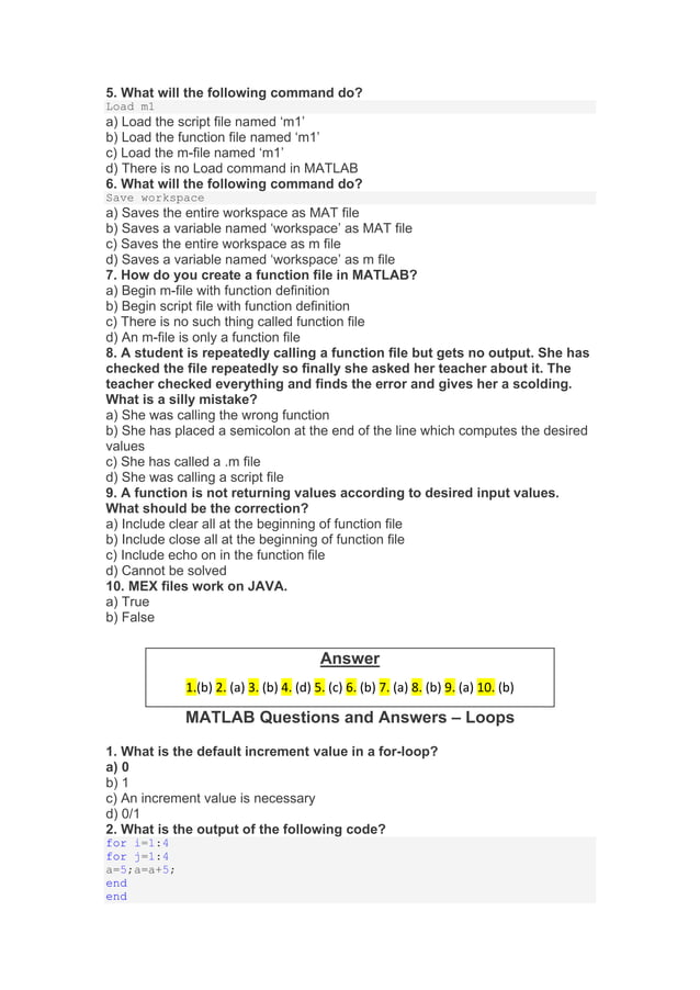 MATLAB Questions and Answers.pdf