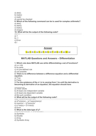 MATLAB Questions and Answers.pdf