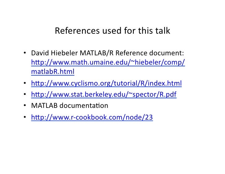 Matlab/R Dictionary