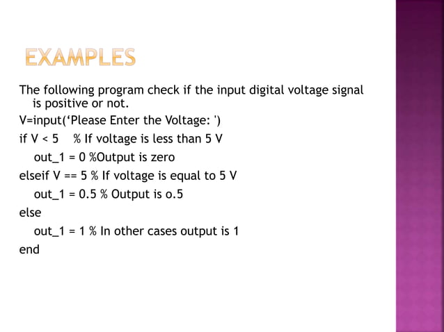 Conditional Control In Matlab Scripts Ppt