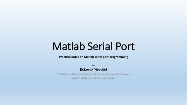 Matlab Serial Port | PDF
