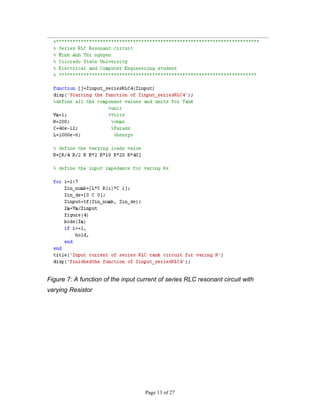 MATLAB SIMULATIONS OF SERIES RESONANT CIRCUIT | DOC