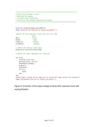 MATLAB SIMULATIONS OF SERIES RESONANT CIRCUIT | DOC