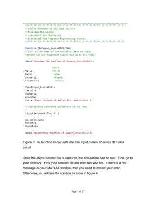 MATLAB SIMULATIONS OF SERIES RESONANT CIRCUIT | DOC
