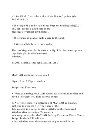 MATLAB sessions Laboratory 1MAT 275 Laboratory 1Introdu.docx | Programming Languages | Computing