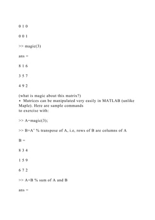 MATLAB sessions Laboratory 2MAT 275 Laboratory 2Matrix .docx