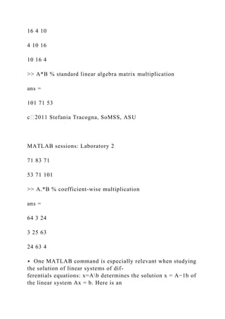MATLAB sessions Laboratory 2MAT 275 Laboratory 2Matrix .docx