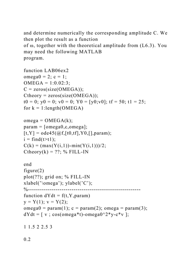 MATLAB sessions Laboratory 6MAT 275 Laboratory 6Forced .docx