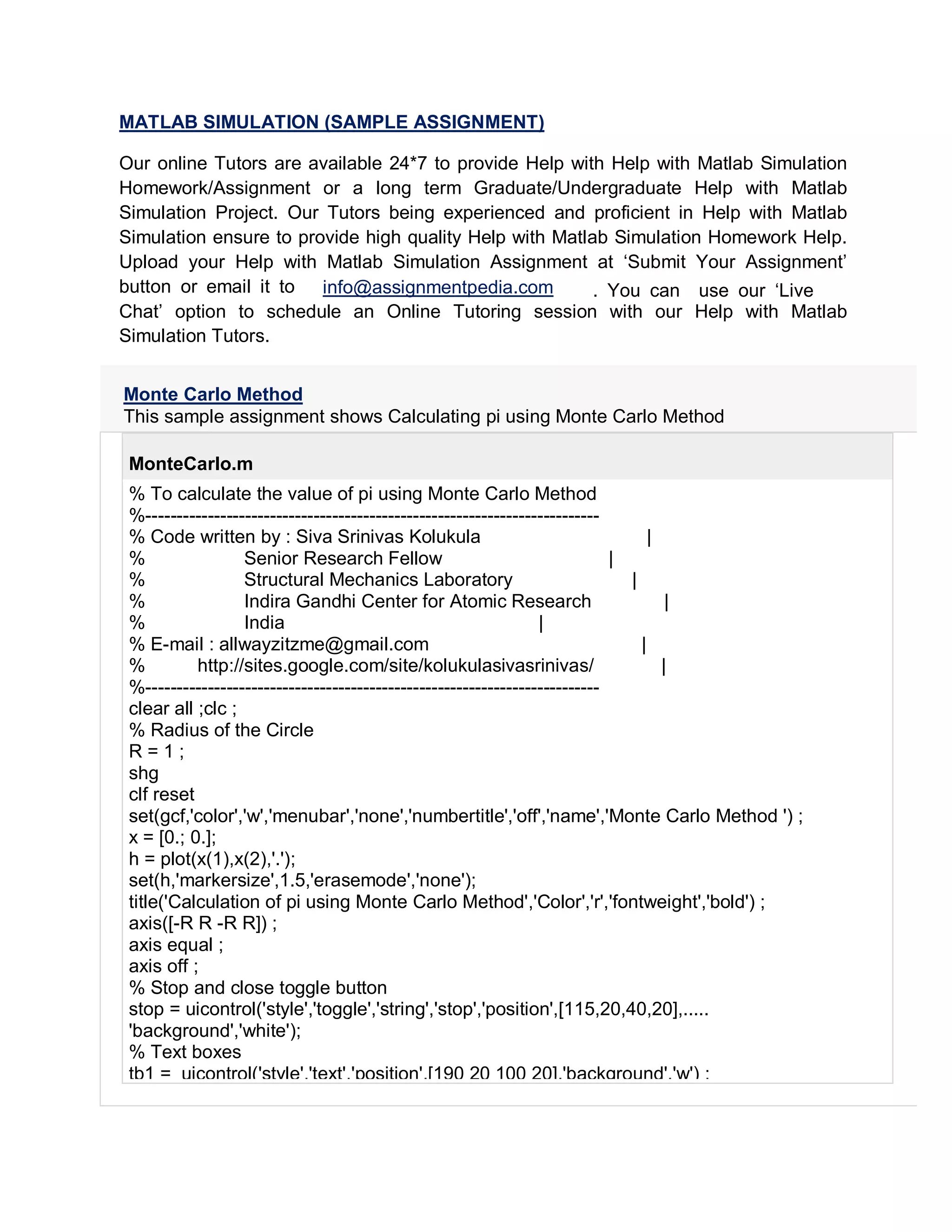 Matlab simulation project | PDF