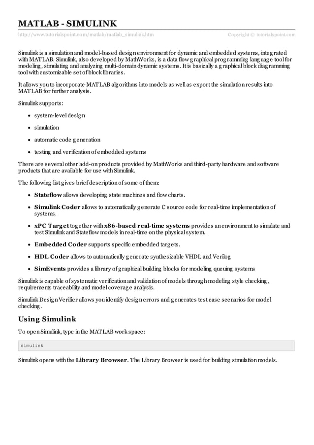 Matlab simulink | PDF