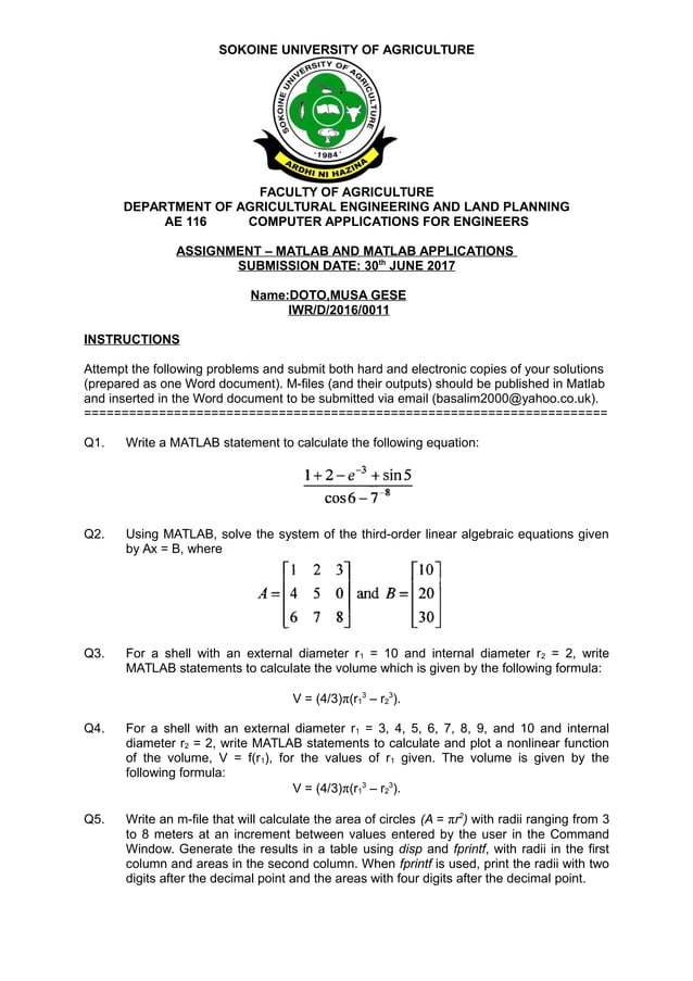 Matlab solved tutorials 2017 june. | PDF