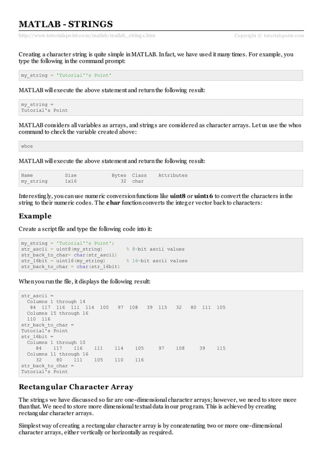 Matlab strings | PDF