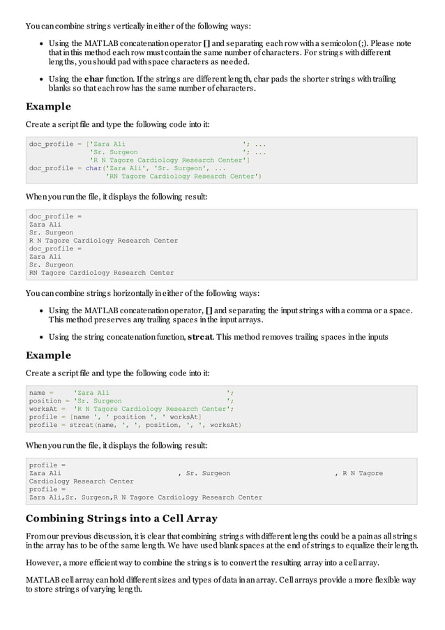 Matlab strings | PDF