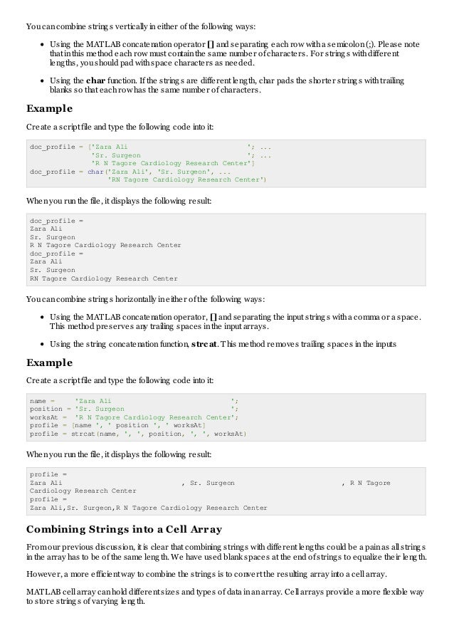 Matlab Strings