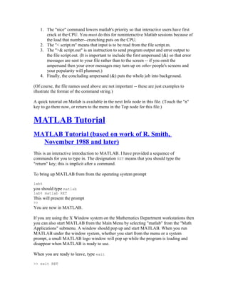 Matlab summary | DOC