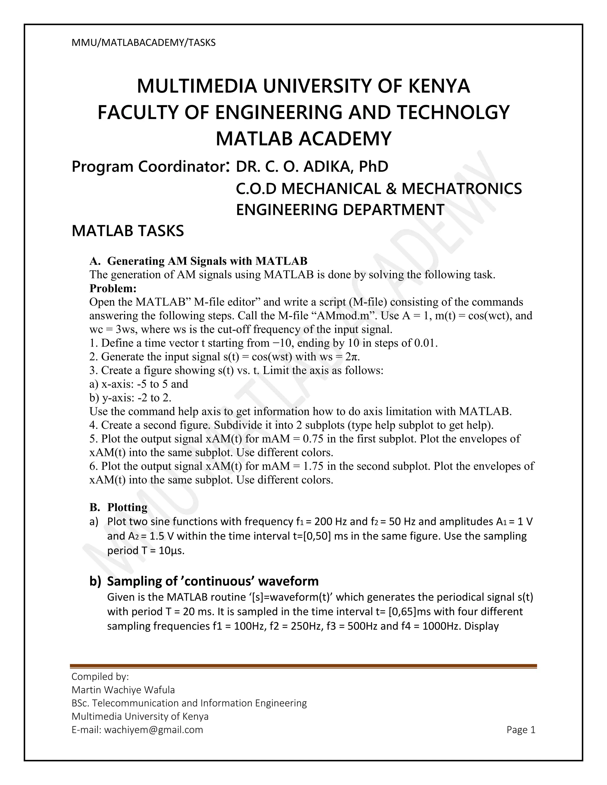 Matlab task1 | PDF