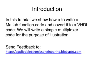 Matlab to vhdl | PDF