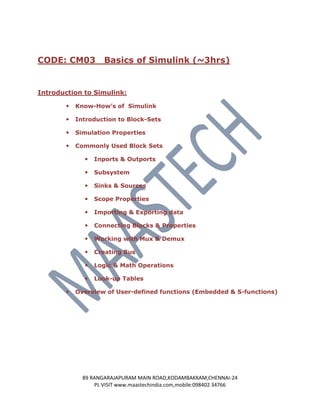 MATLAB TRAINING-SIMULINK&POWER ELECTRONICS SIMULATION PROJECTS DEVELOPMENT TRAINING | PDF