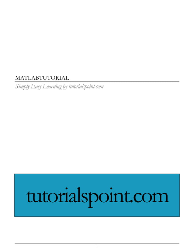 Matlab tutorial | PDF