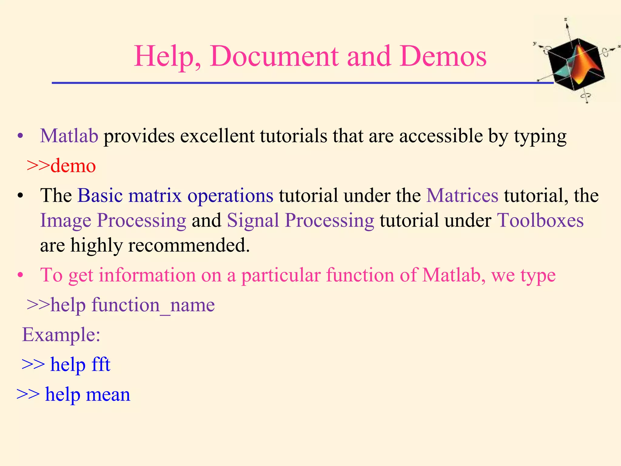 Matlab Tutorialppt Programming Languages Computing