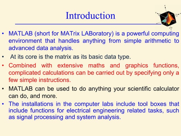 Matlab Tutorial.ppt | Programming Languages | Computing